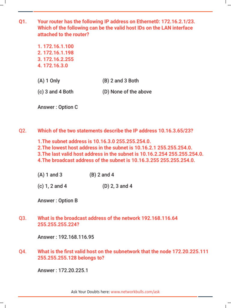 Valid IP Address and Subnetting Guide | PDF | Communications Protocols ...