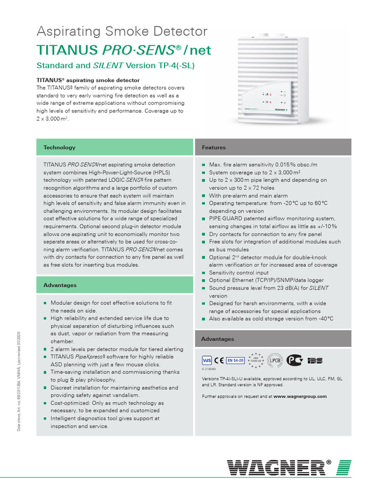 Datasheet Titanus Pro Sens Net TP 4 Standard and Silent | PDF | Sensor ...