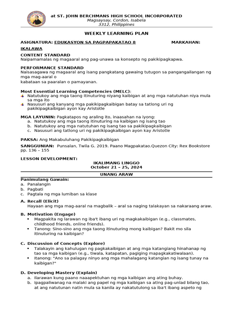 ESP8 Q2 WEEK 4 | PDF