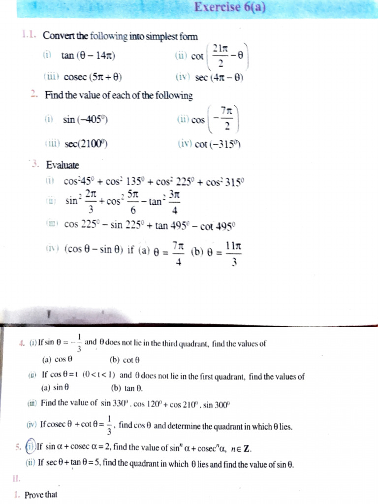 Trigonometric Simplifications and Evaluations | PDF | Algebra | Rotation