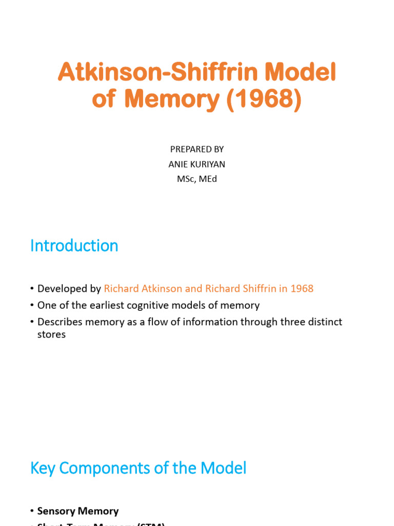 Atkinson-Shiffrin Model of Memory (1968) | PDF | Long Term Memory | Memory