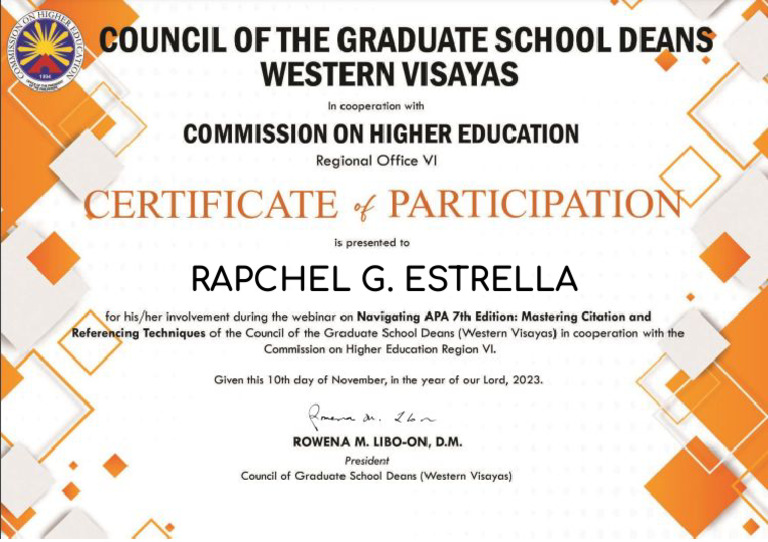 E-Certificate On Navigating APA 7th Edition - Mastering Citation and ...