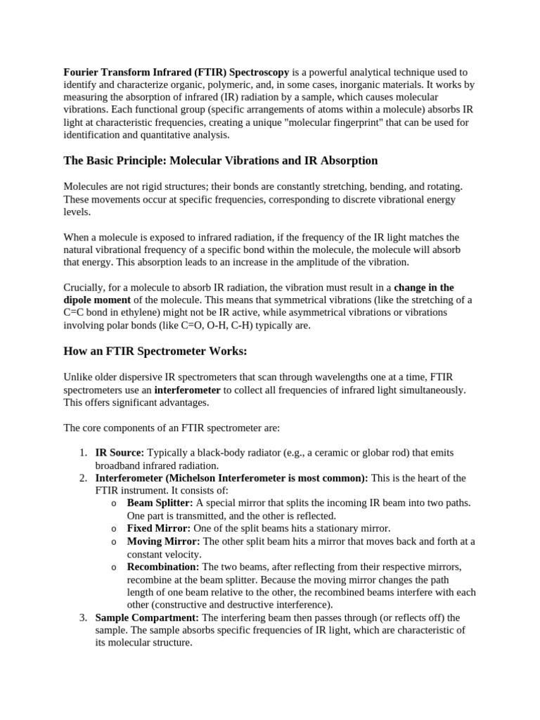 Fourier Transform Infrared (FTIR) Spectroscopy | PDF | Infrared ...