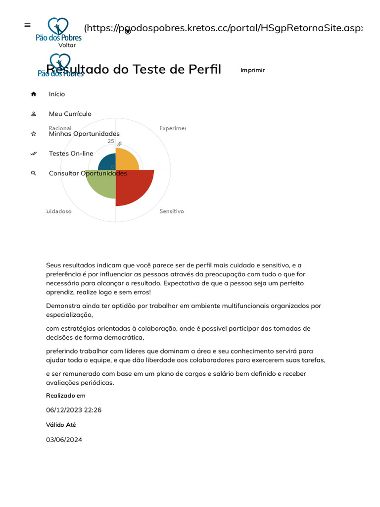 Perfil Profissional: Sensitivo e Cuidadoso | PDF