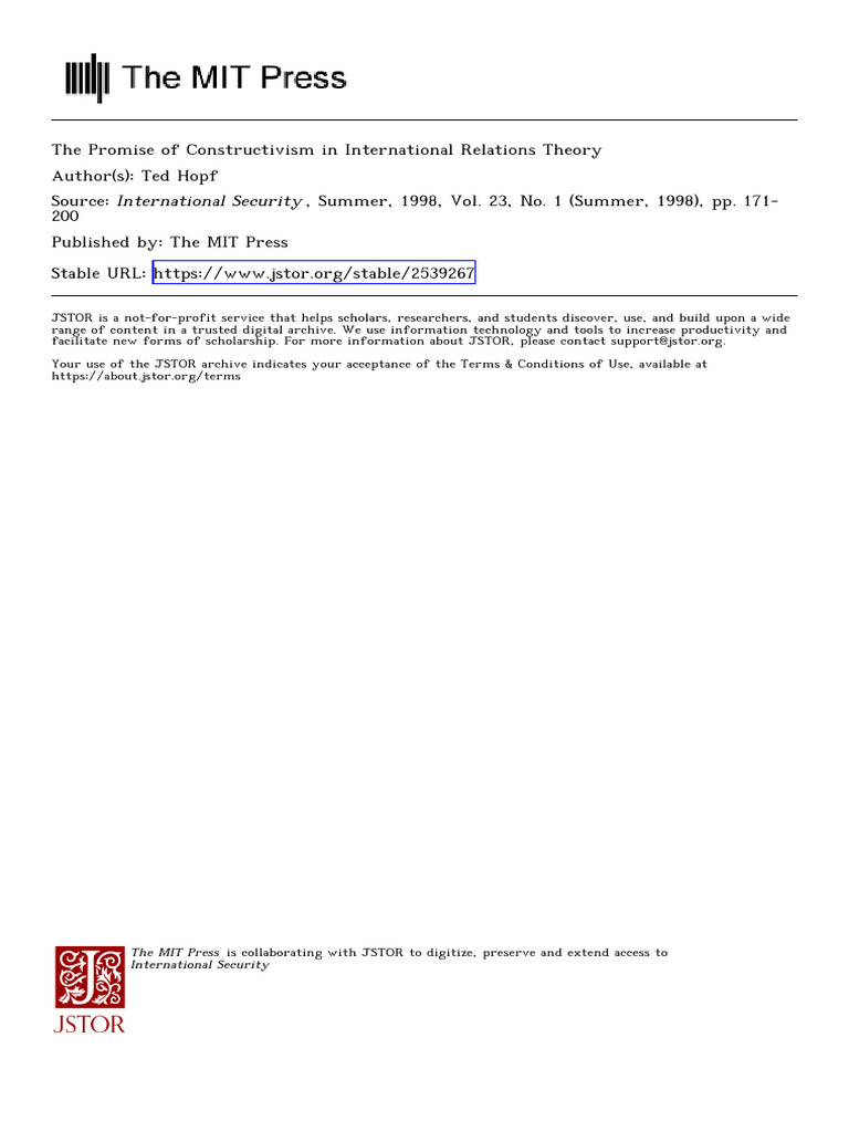 Promise of Constructivism in IR Theory | PDF | Power (Social And ...