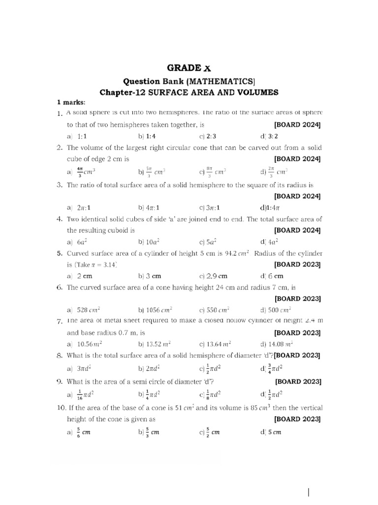 CH-12 Surface Area and Volumes | PDF