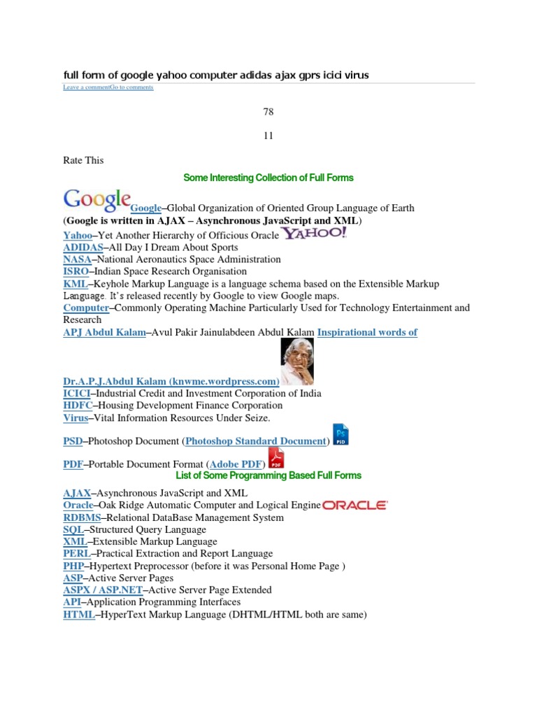 Full Form | PDF | Websites | Html