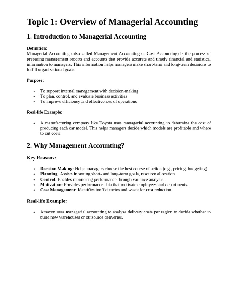 Managerial Accounting: Key Concepts & Uses | PDF | Management ...