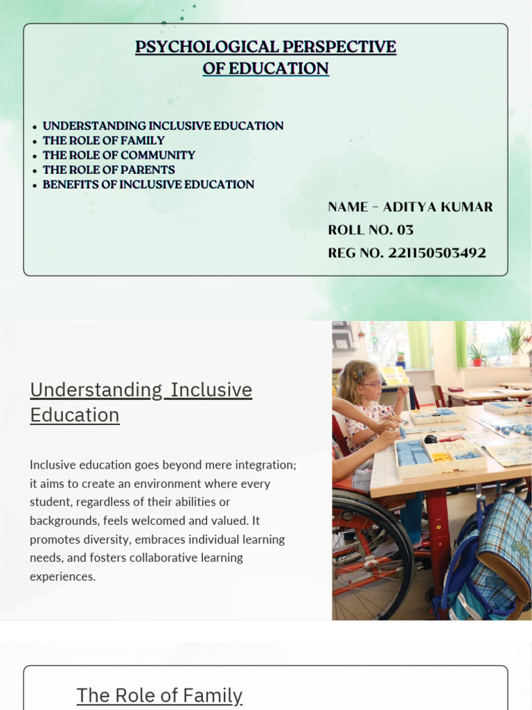 Inclusive Education: Roles and Benefits | PDF | Inclusion (Education ...