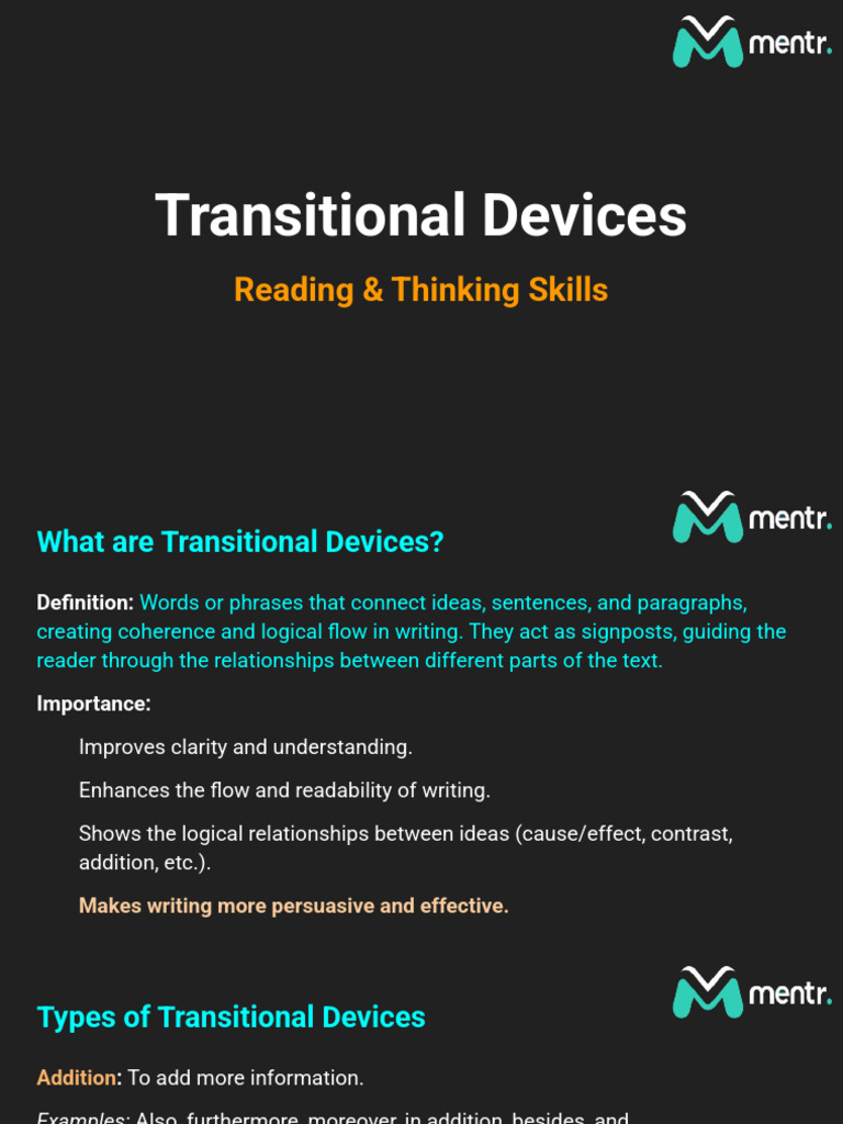 Understanding Transitional Devices | PDF | Comma | Grammar