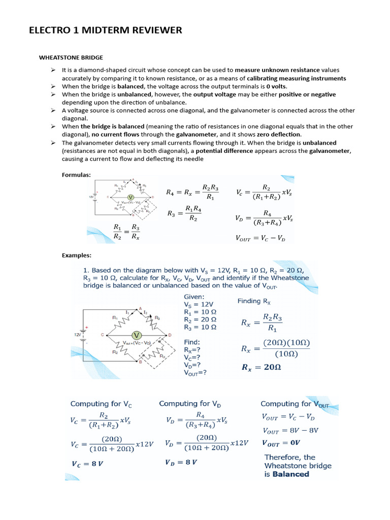 Electro 1 Midterm Reviewer | PDF | Voltage | Electronics