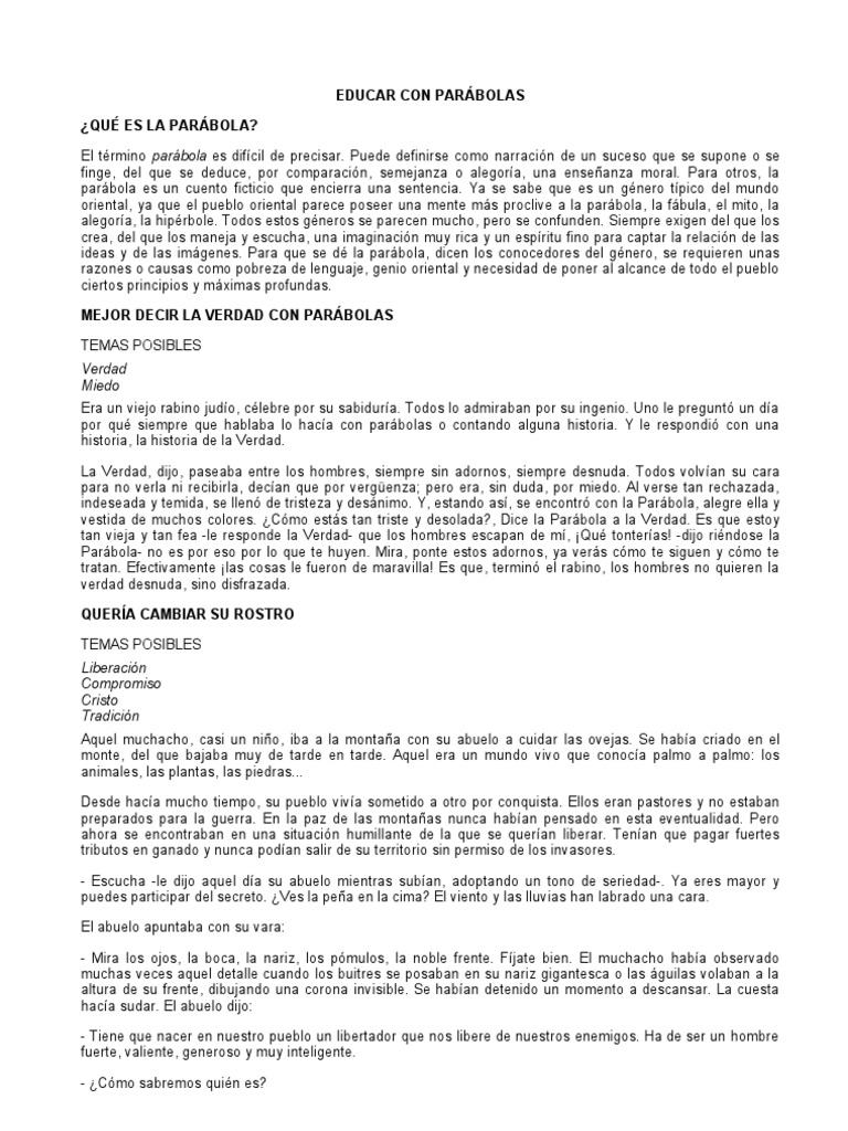 Educar Con Parábolas | PDF | Parábola | Amor