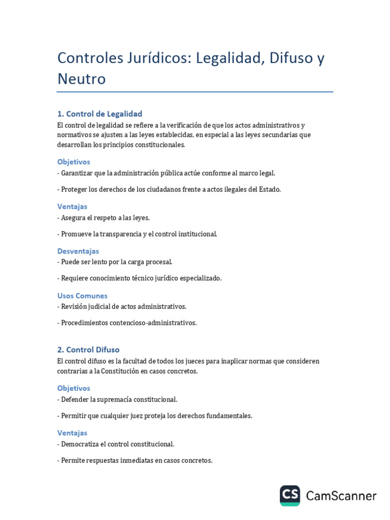 Controles Jurídicos: Legalidad, Difuso y Neutro | PDF