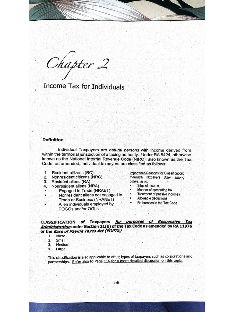 Chapter 2 Income Taxation by Tabag 2024 Edition | PDF