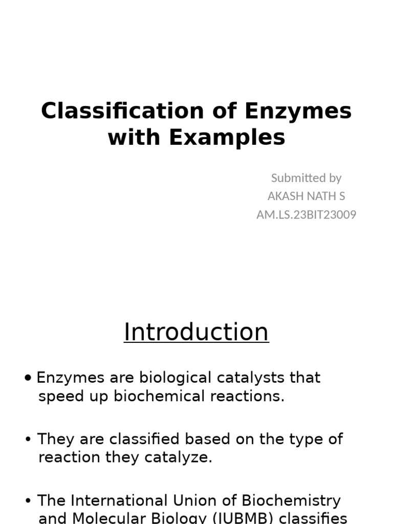 Enzyme Classification and Examples | PDF
