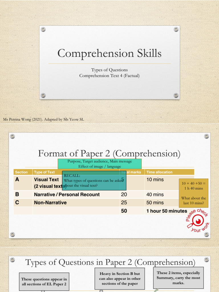 Comprehension Question Types | PDF