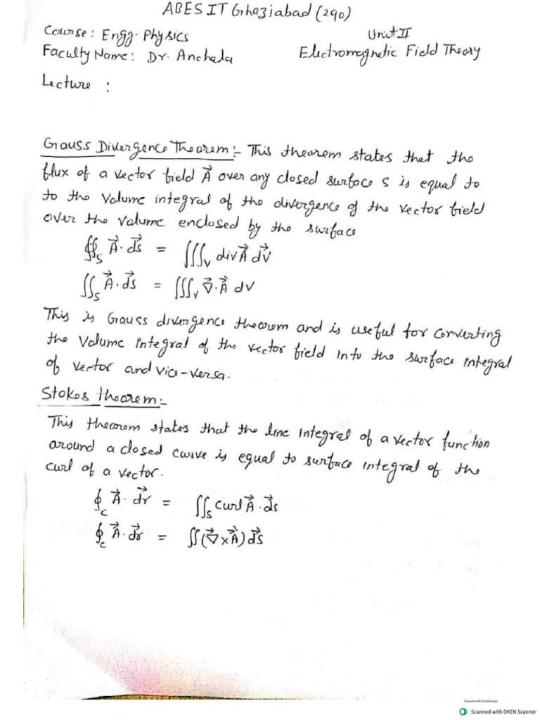 Engg. Physics Unit - 2 Electromagnetic Field Theory | PDF