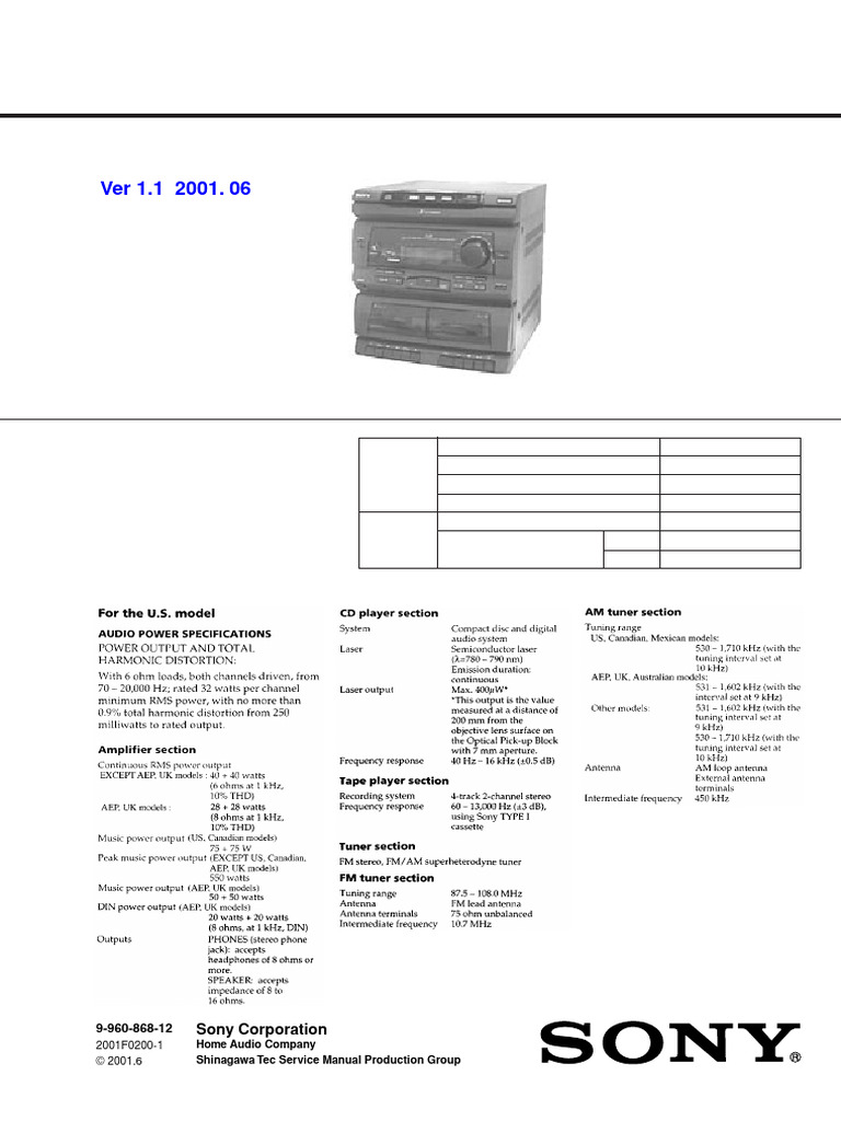 HCD-C20 | PDF | Frequency Modulation | Sound Production Technology