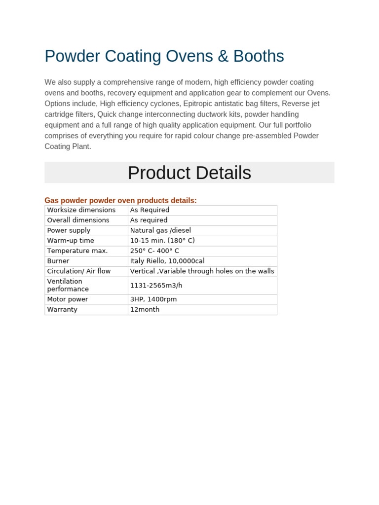 Powder Coating Oven Design Plans | PDF