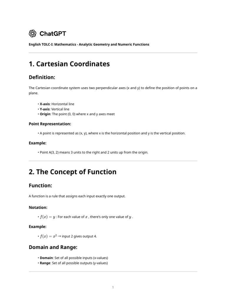 Mathematics Course Notes | PDF | Cartesian Coordinate System | Line ...