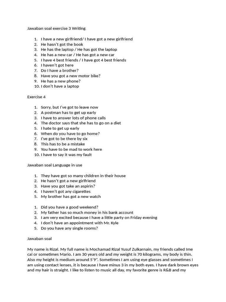 English Writing Exercises and Answers | PDF