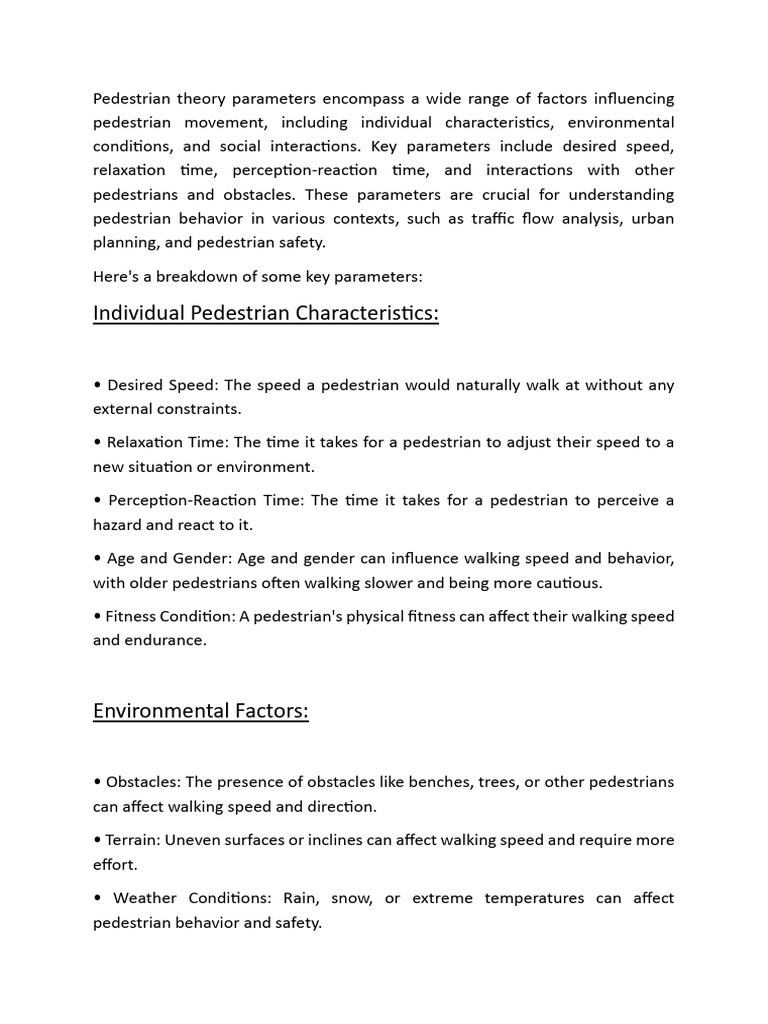 Key Parameters of Pedestrian Behavior | PDF | Traffic | Pedestrian