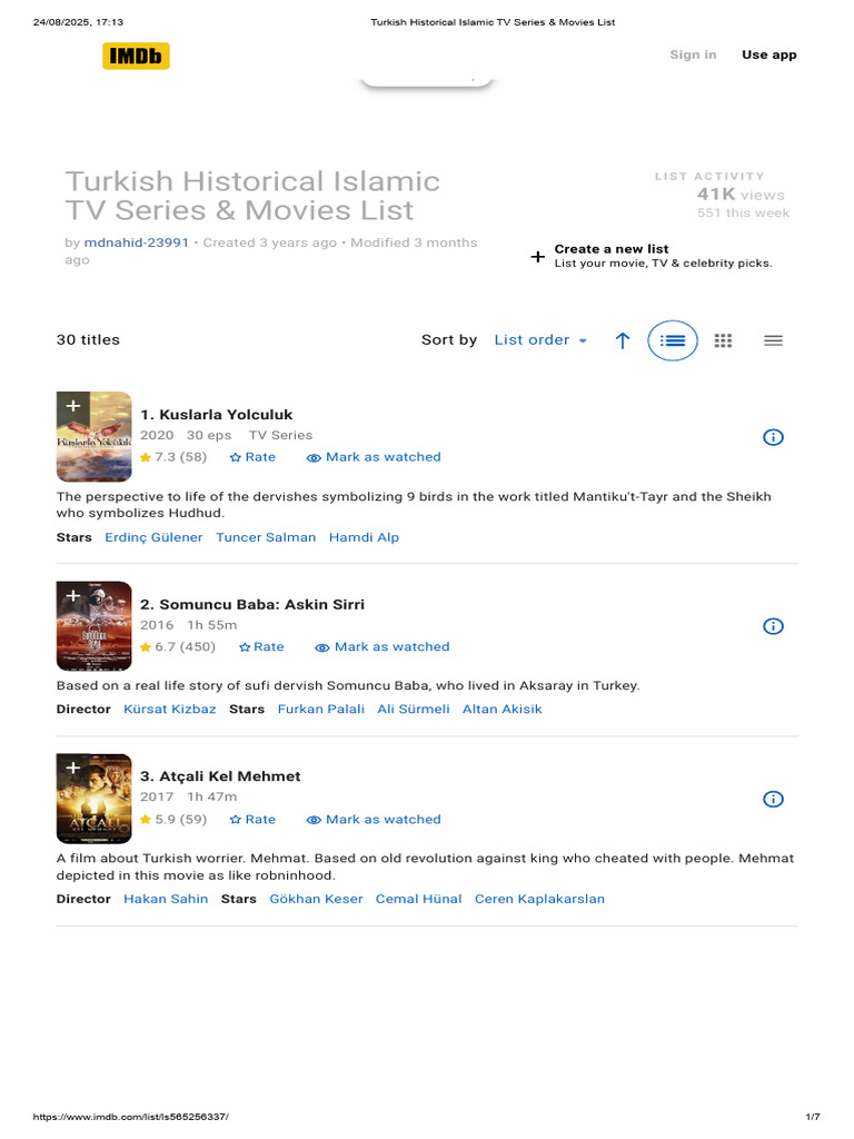 Turkish Historical Islamic Series List | PDF | Ottoman Empire