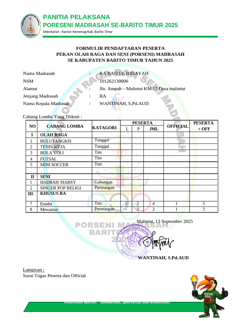 Formulir Pendaftaran Peserta | PDF