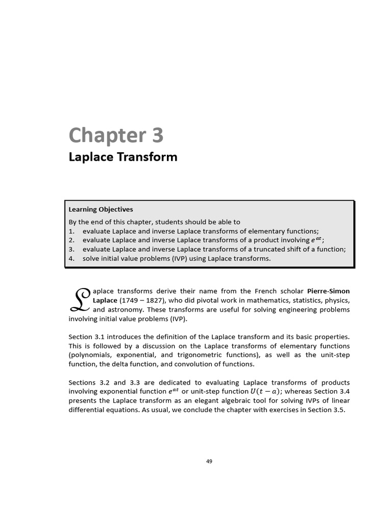 Chapter 3 - Laplace Transform | PDF | Laplace Transform | Function (Mathematics)