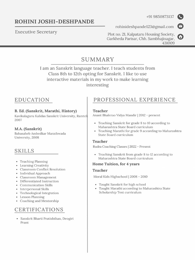 Gray and White Simple Clean Resume | PDF