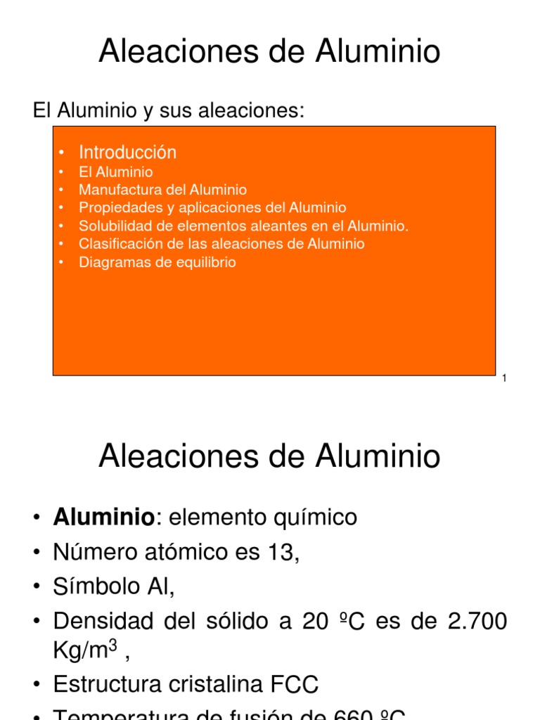 Propiedades y Aleaciones del Aluminio | PDF | Óxido de aluminio | Aluminio