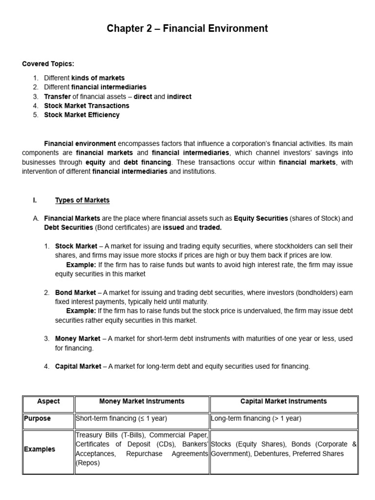 Chapter 2 Financial Environment | PDF | Securities (Finance) | Stocks