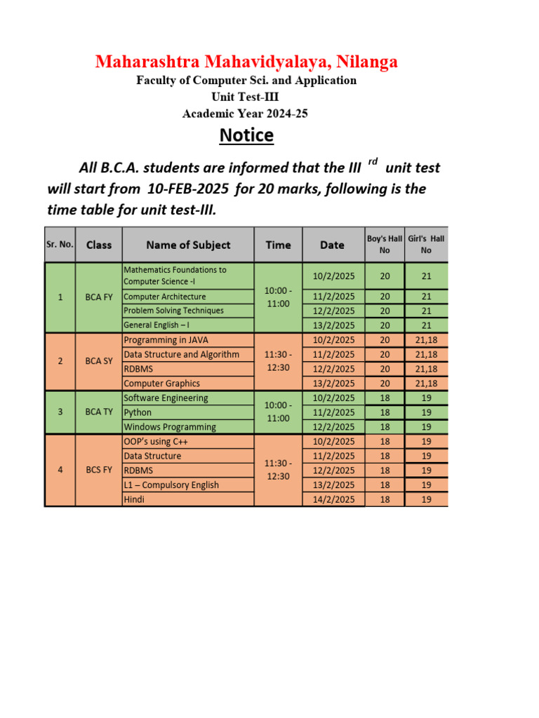 Exam TimeTable | PDF | Computer Engineering | Applied Mathematics