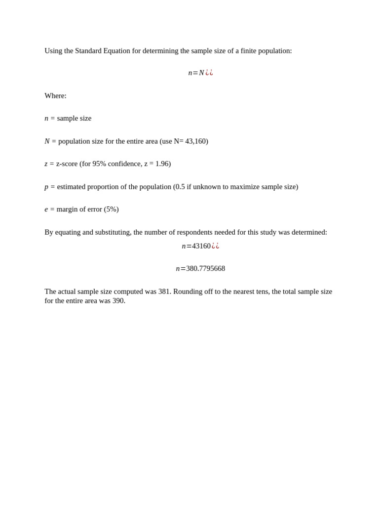 Sample Size Equation | PDF