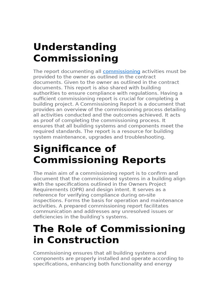 Commissioning Reports in Construction | PDF | Verification And ...