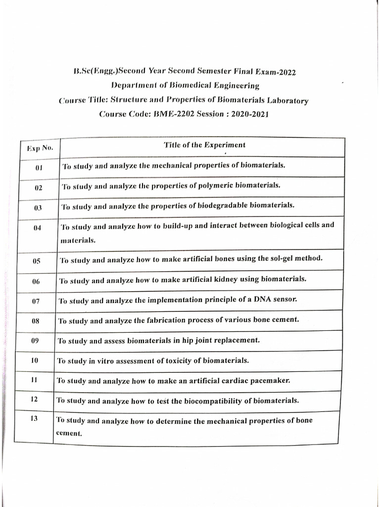 Biomaterials Laboratory | PDF