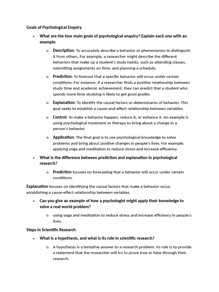 Goals of Psychological Inquiry Explained | PDF | Psychology | Experiment