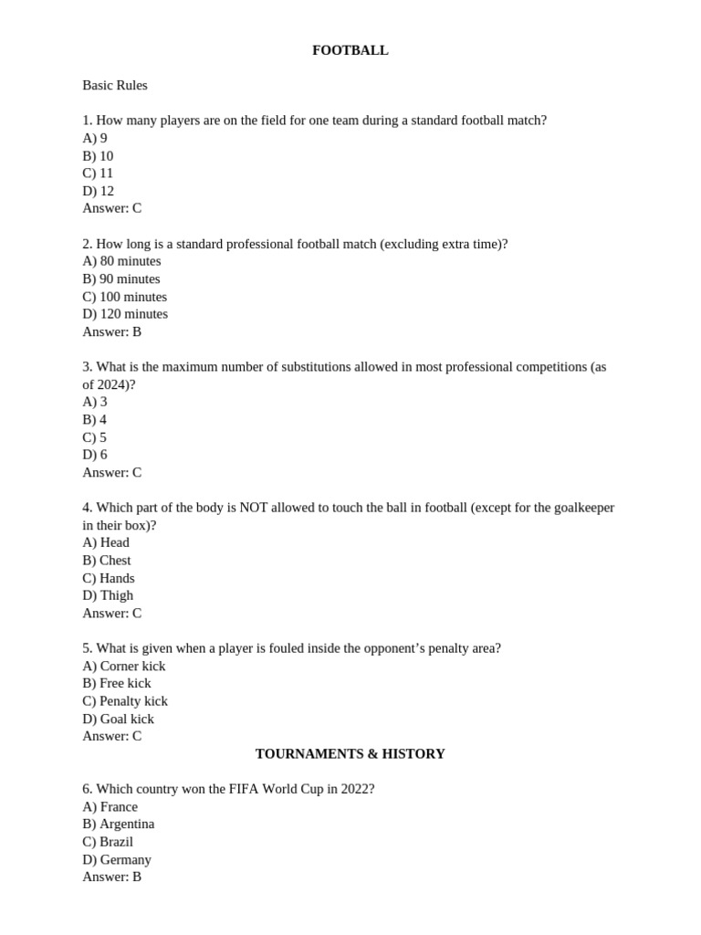 Class 8 Sports Quiz: Football & Kho-Kho | PDF | Sports Rules And ...
