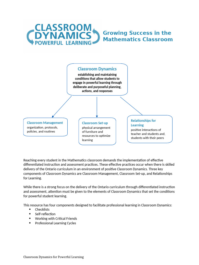 Enhancing Classroom Dynamics in Math | PDF