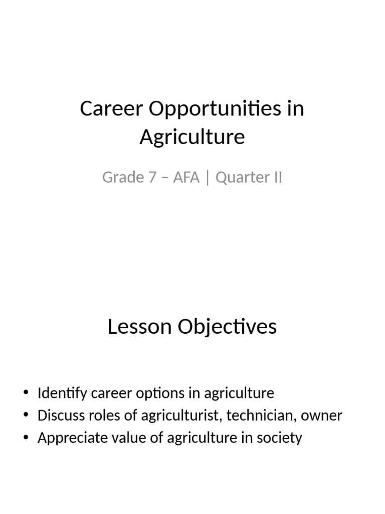 Career Paths in Agriculture | PDF