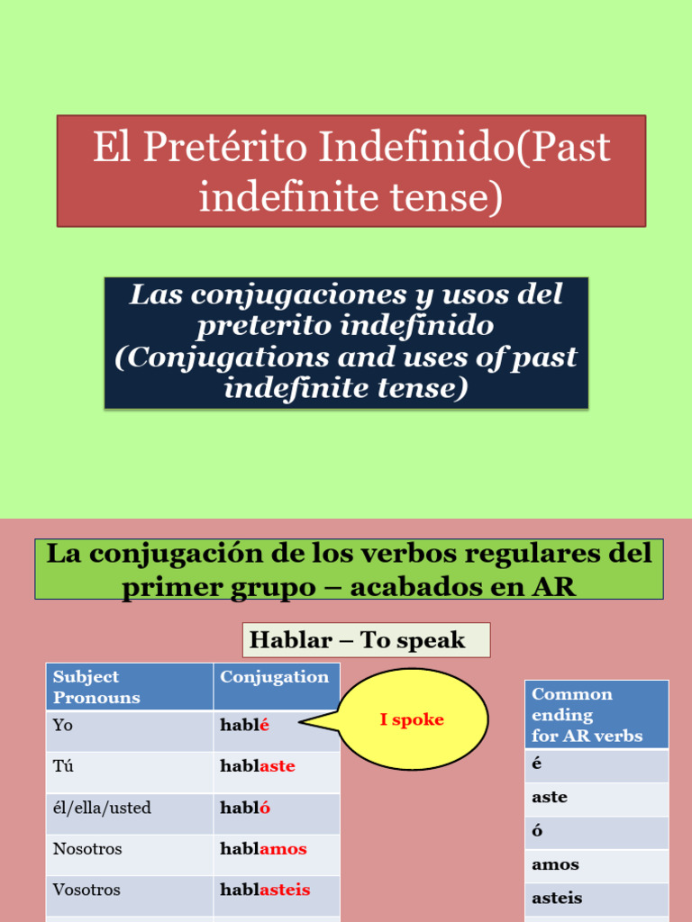 El Preterito Indefinido 250704 191437 | PDF | Mecánica del lenguaje ...