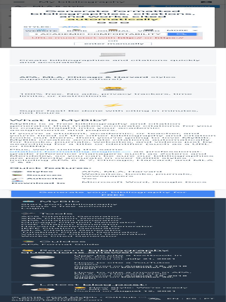 MyBib: Free Citation Generator for Students | PDF | Citation | Apa Style