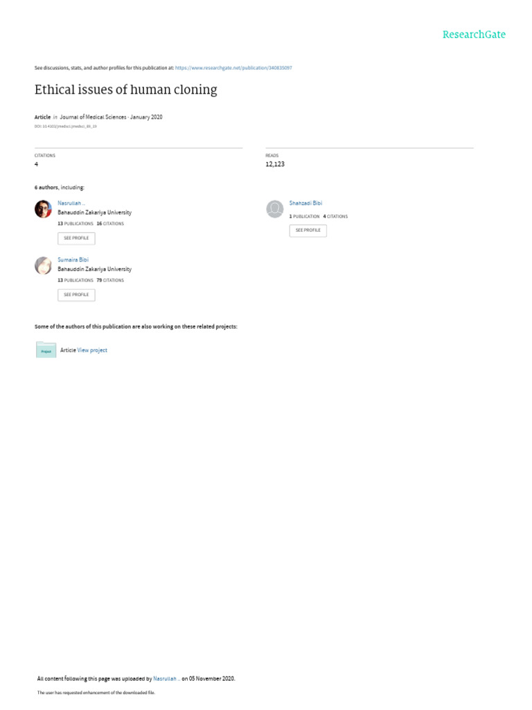 Ethical Issues of Human Cloning | PDF | Cloning | Biology