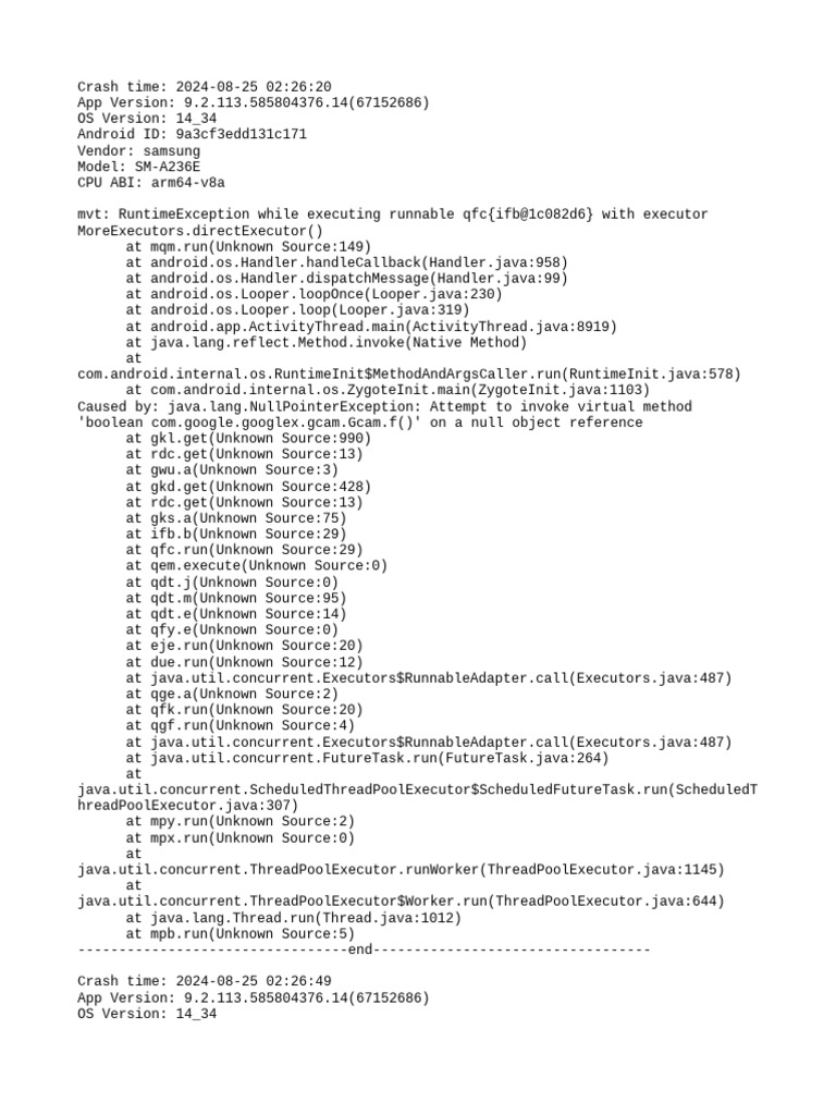 Crash 20240825 | PDF | Java (Programming Language) | Android (Operating System)
