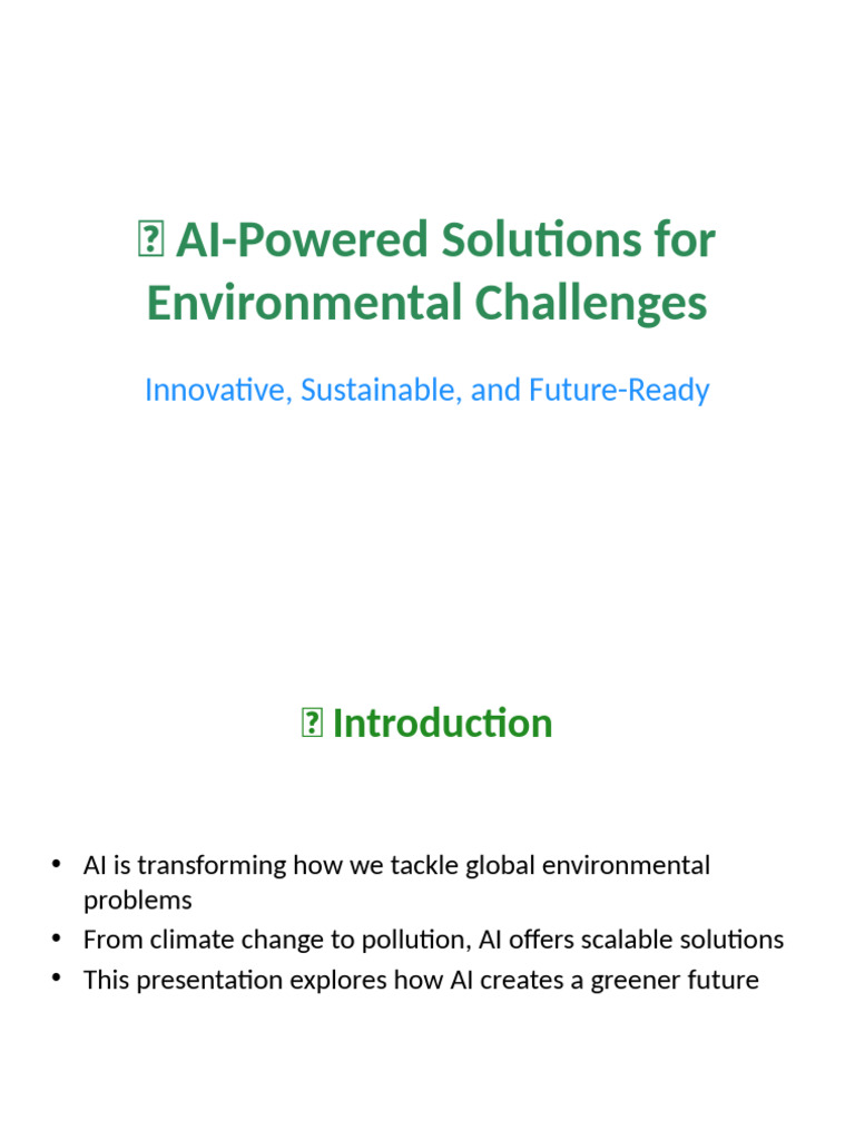 AI Solutions for Environmental Issues | PDF
