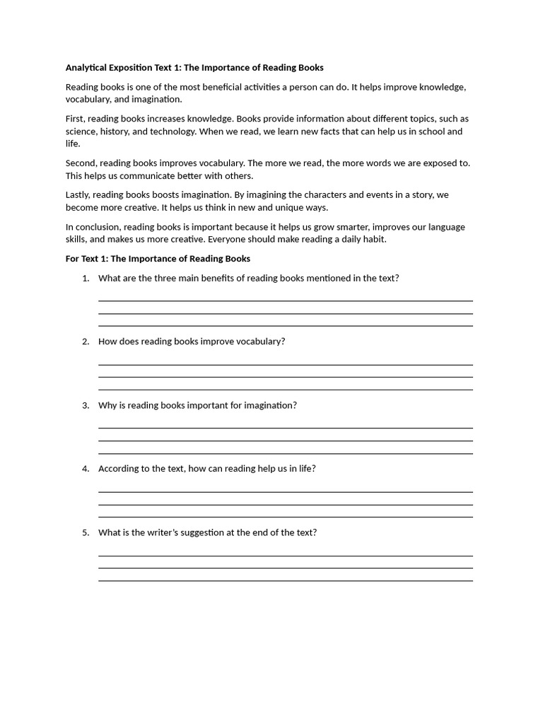 Analytical Exposition Text Worksheet | PDF | Mental Health | Physical ...