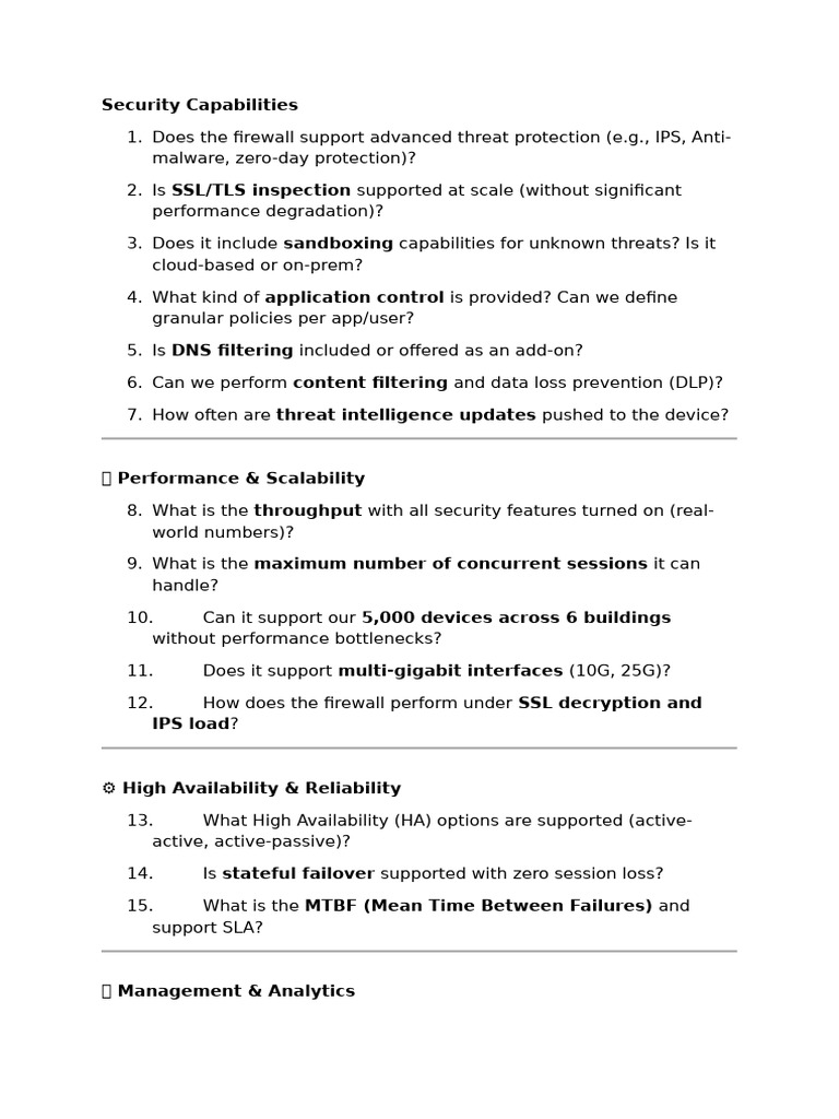 Comprehensive Firewall Evaluation Checklist | PDF | Cloud Computing ...