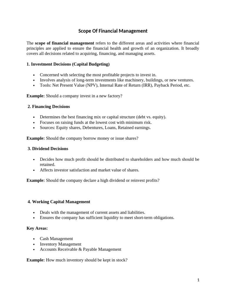 Scope of Financial Management | PDF