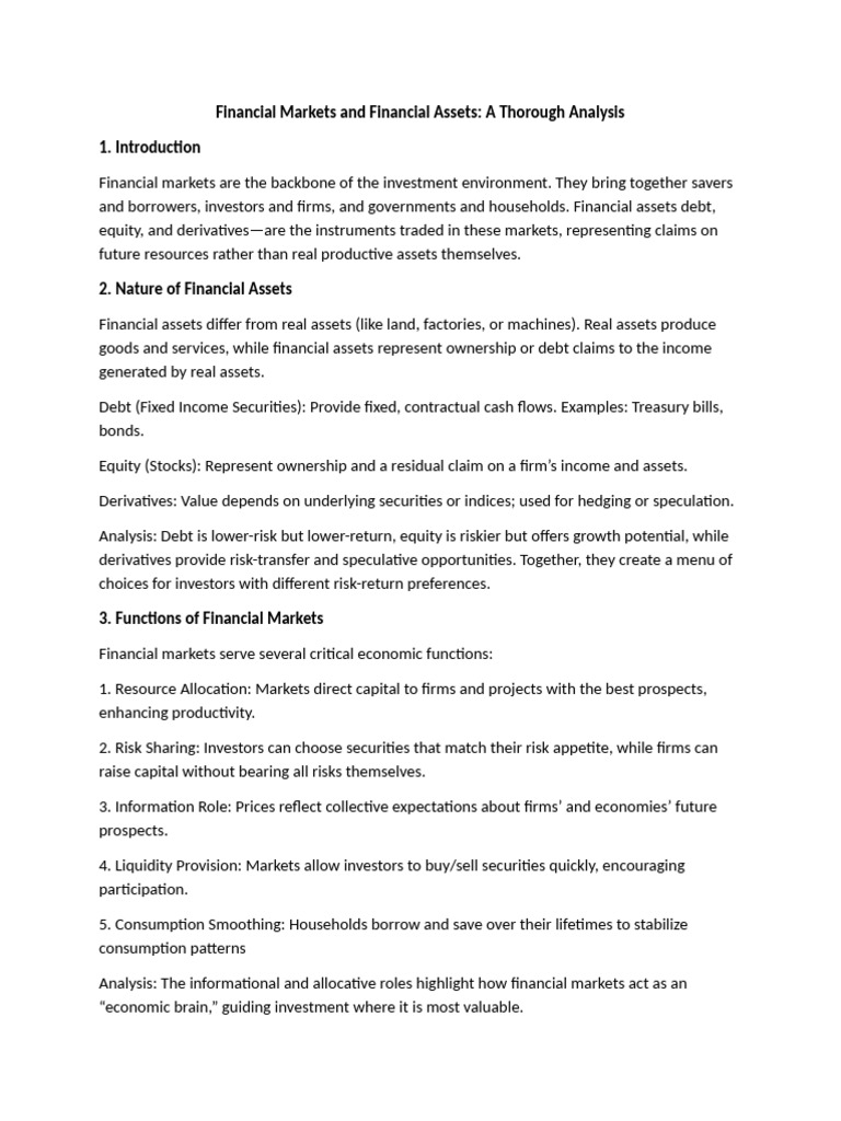 Understanding Financial Markets & Assets | PDF | Financial Markets | Stocks