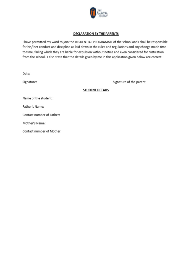 Declaration by The Parents | PDF